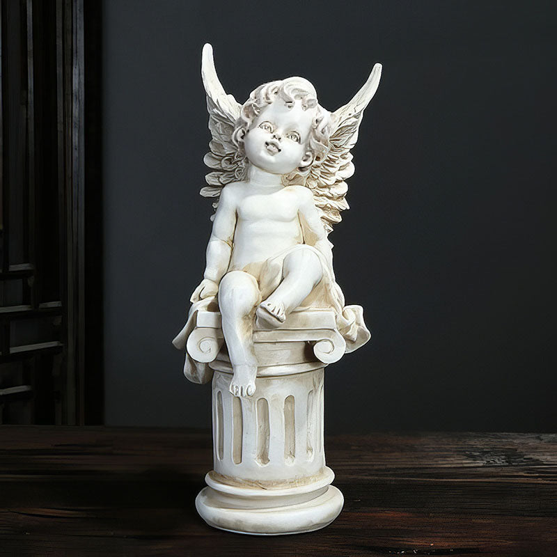 Statue Ange Antique en résine couleur marbre blanc ou ancien